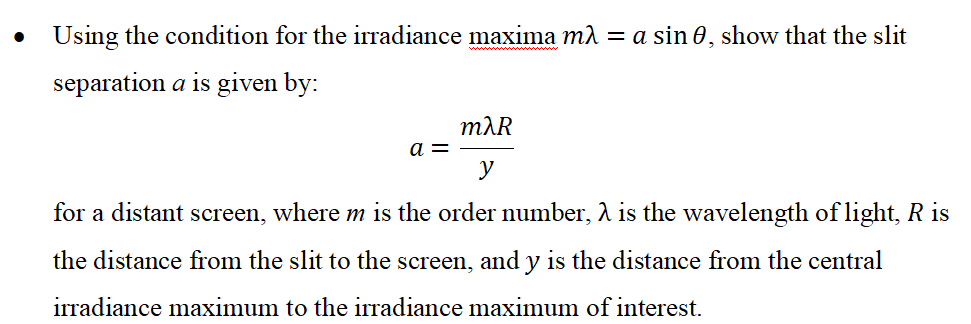 Double Slit Experiment » Show that the irradiance | Chegg.com