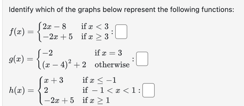 Solved Identify which of the graphs below represent the | Chegg.com
