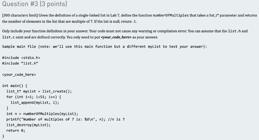 Solved Question #3 (3 points) [300 characters limit] Given | Chegg.com