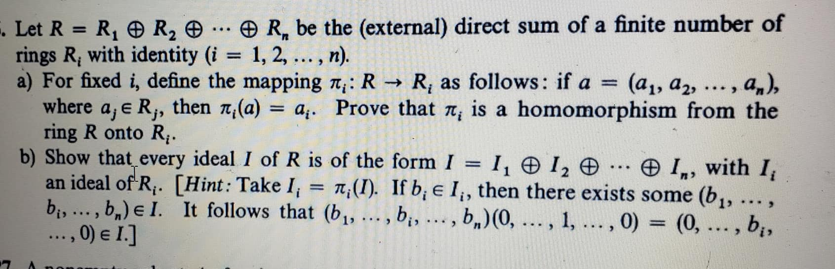 Solved R, be the (external) direct sum of a finite number of | Chegg.com