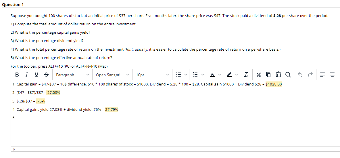 Solved Suppose you bought 100 shares of stock at an initial | Chegg.com Solved Suppose you bought 100 shares of stock at an initial | Chegg.com