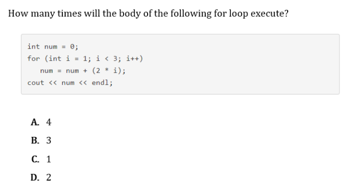 Solved How many times will the body of the following for | Chegg.com