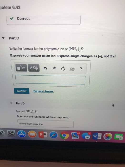 Solved blem 6.43 Correct Part C Write the formula for the | Chegg.com