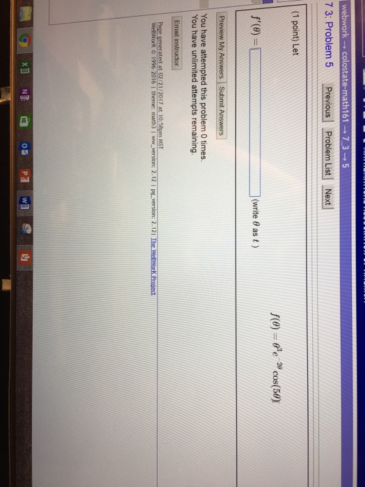 Solved Let f(theta) =theta^3 e^-2 theta cos(5 theta) | Chegg.com