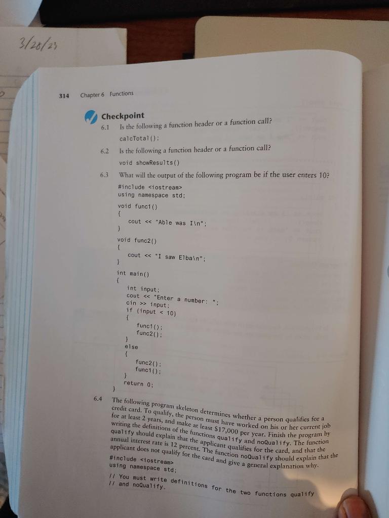 Solved Checkpoint 6.1 Is the following a function header or | Chegg.com Solved Checkpoint 6.1 Is the following a function header or | Chegg.com