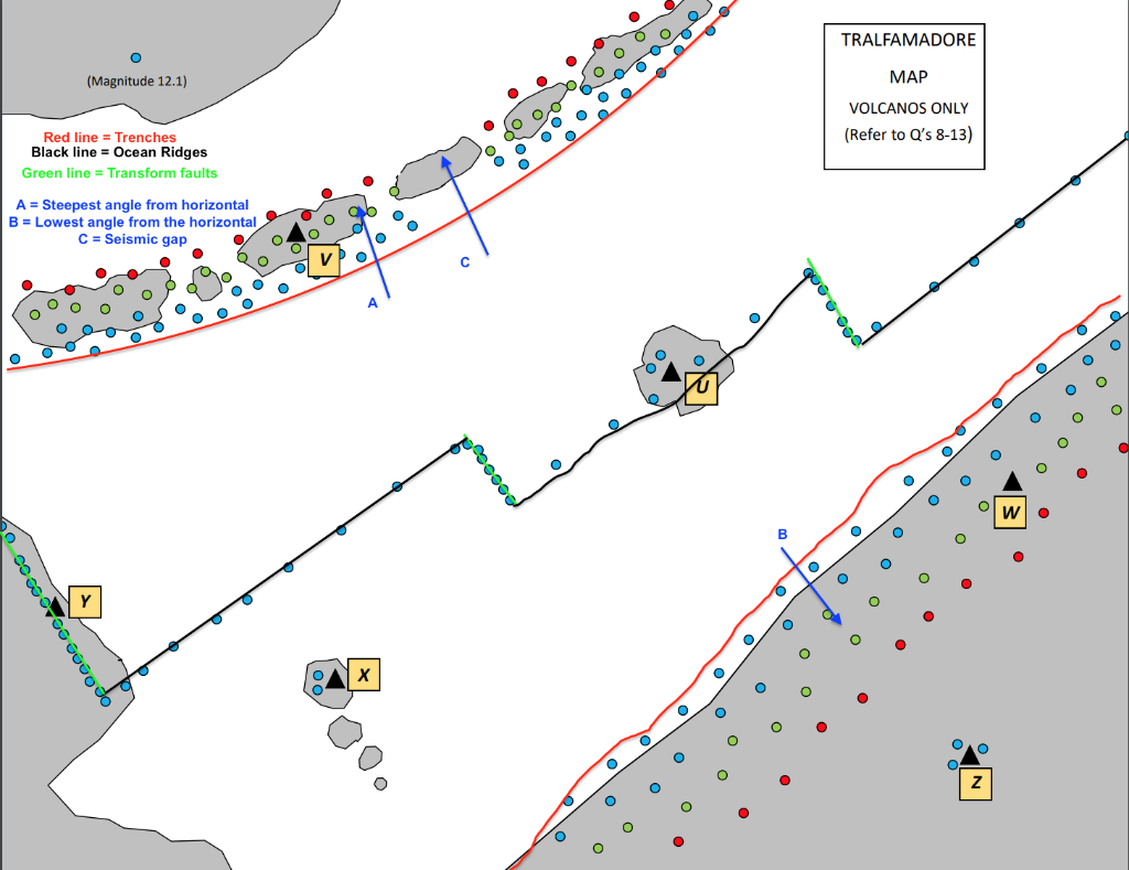 Solved MAP LEGEND EARTHQUAKE FOCI 1. Feature reference | Chegg.com
