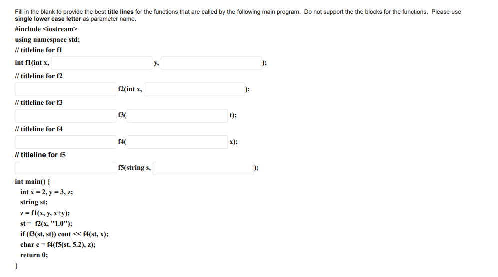 Solved Fill in the blank to provide the best title lines for | Chegg.com