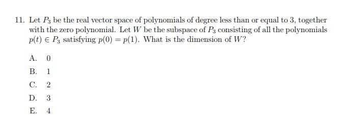 Solved 11. Let Ps be the real vector space of polynomials of | Chegg.com