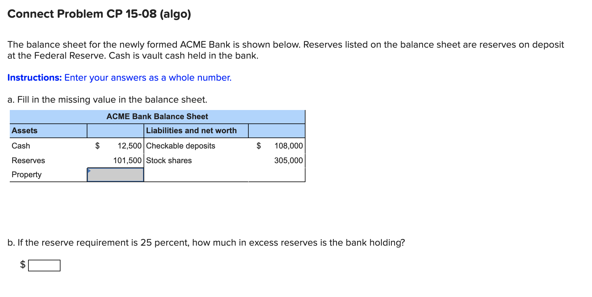 Solved Connect Problem CP 15-08 (algo) The balance sheet for | Chegg.com Solved Connect Problem CP 15-08 (algo) The balance sheet for | Chegg.com