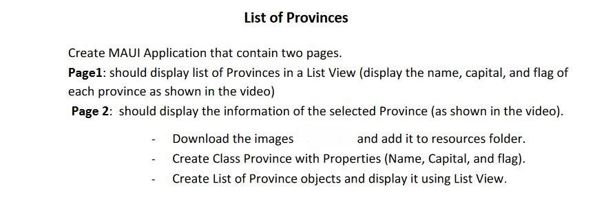 Solved List of Provinces Create MAUI Application that | Chegg.com