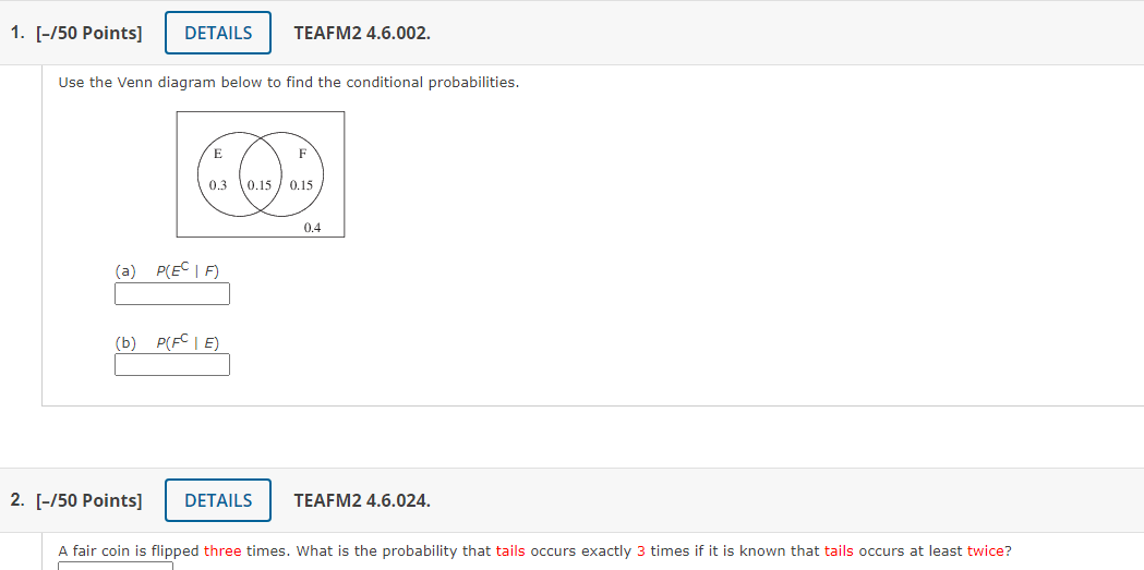 Solved Use the Venn diagram below to find the conditional | Chegg.com