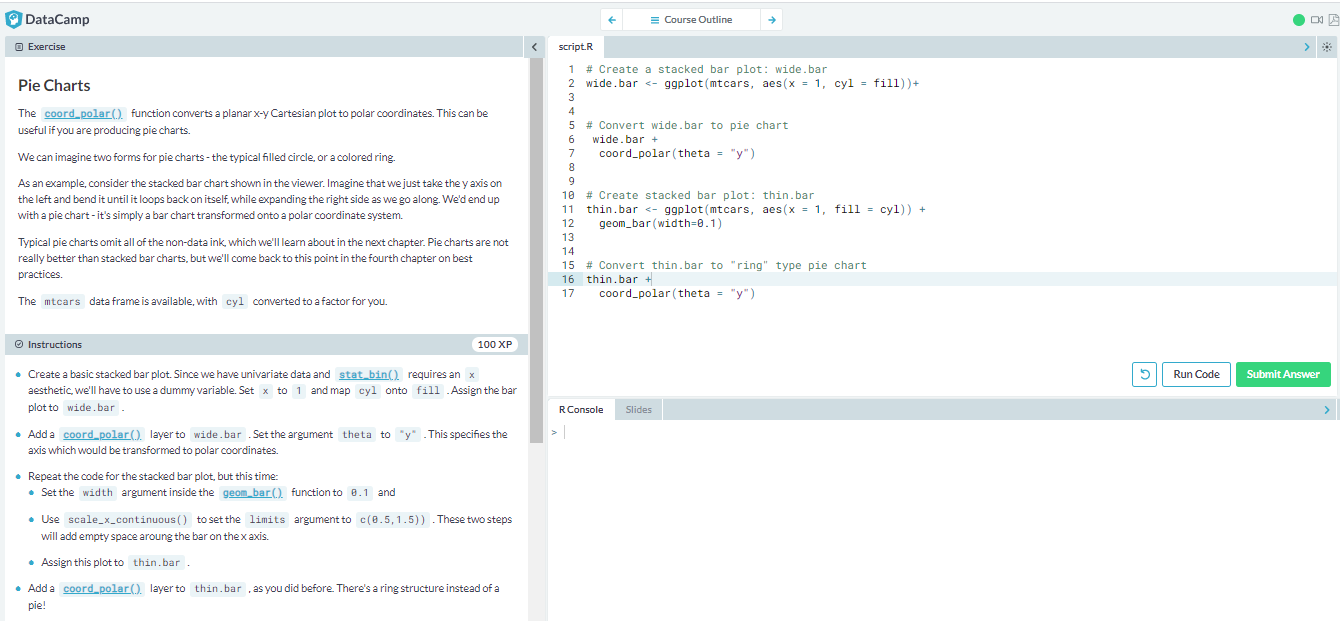 Solved Datacamp Course Outline D Exercise 1 Pie 