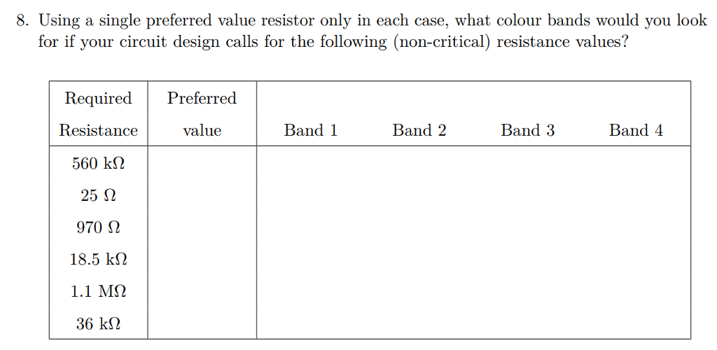 Solved 8. Using a single preferred value resistor only in | Chegg.com