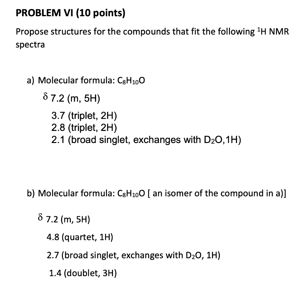 Solved Propose structures for the compounds that fit the | Chegg.com