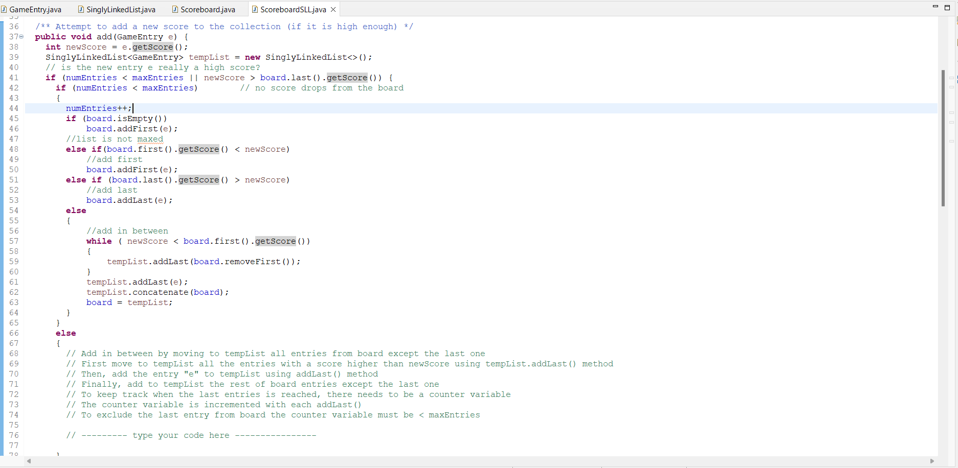 Solved Write a class that maintains the top ten scores for a | Chegg.com