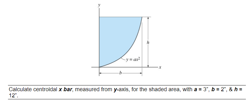 Solved Calculate centroidal x ﻿bar, measured from y-axis, | Chegg.com