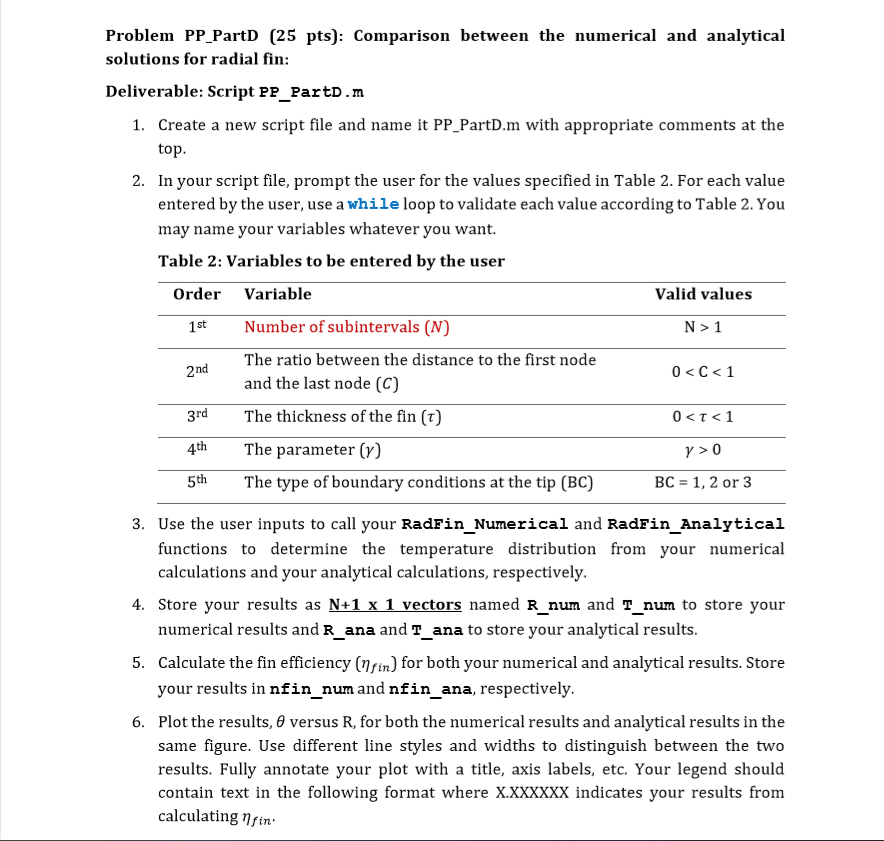 Problem PP PartD (25 pts): Comparison between the | Chegg.com