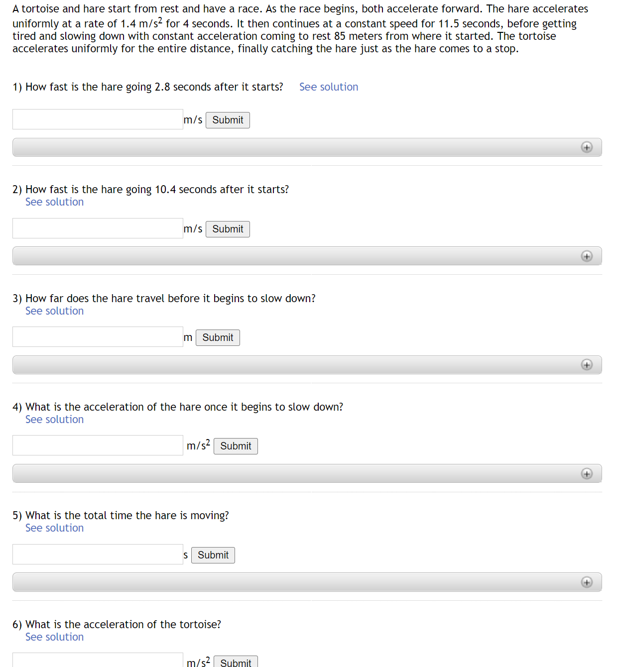 Solved A tortoise and hare start from rest and have a race. | Chegg.com