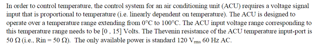 Solved In order to control temperature, the control system | Chegg.com