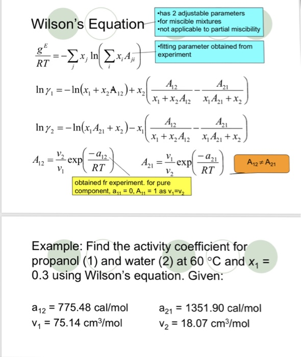 Solved has 2 adjustable parameters for miscible mixtures not | Chegg.com