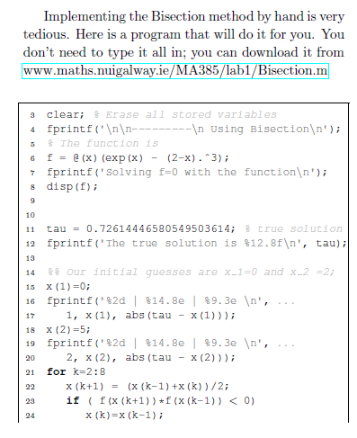 Solved Revise the lecture notes on the Bisection Method. | Chegg.com