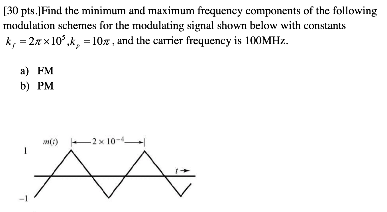 Solved [30 pts.]Find the minimum and maximum frequency | Chegg.com
