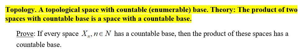 Solved Topology. A topological space with countable | Chegg.com