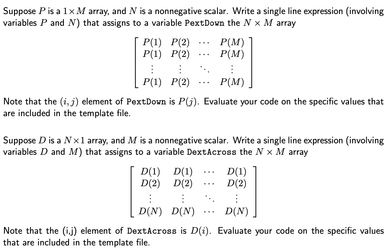 Solved Suppose P is a 1x M array, and N is a nonnegative | Chegg.com