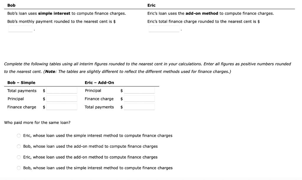 Solved Comparing Loan Payments Using the Simple-Interest and | Chegg.com