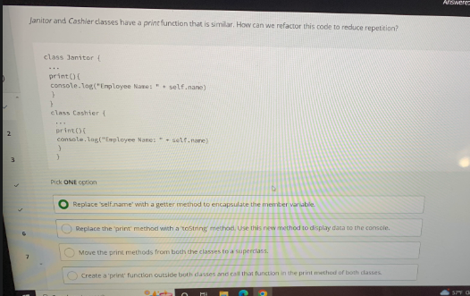 Solved Janitor and Cashler classes have a print function | Chegg.com