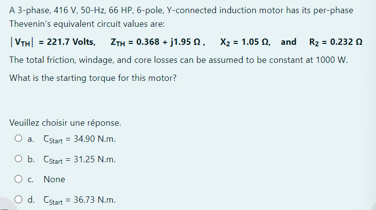 Solved A 3-phase, 416V,50-Hz,66HP,6-pole, Y-connected | Chegg.com