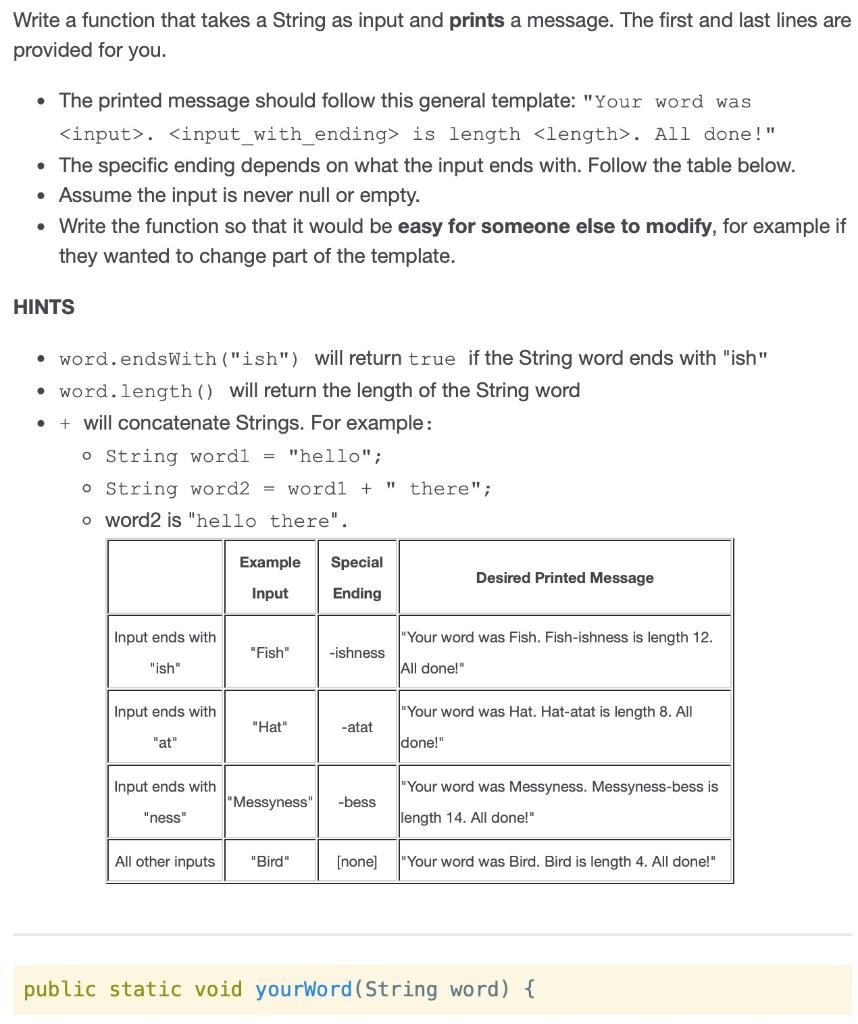 Solved Write a function that takes a String as input and | Chegg.com