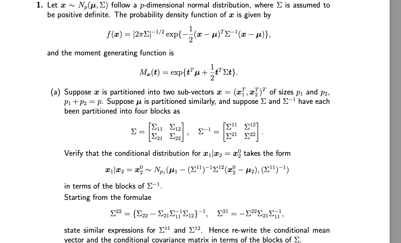 Let X∼np μ Σ Follow A P Dimensional Normal