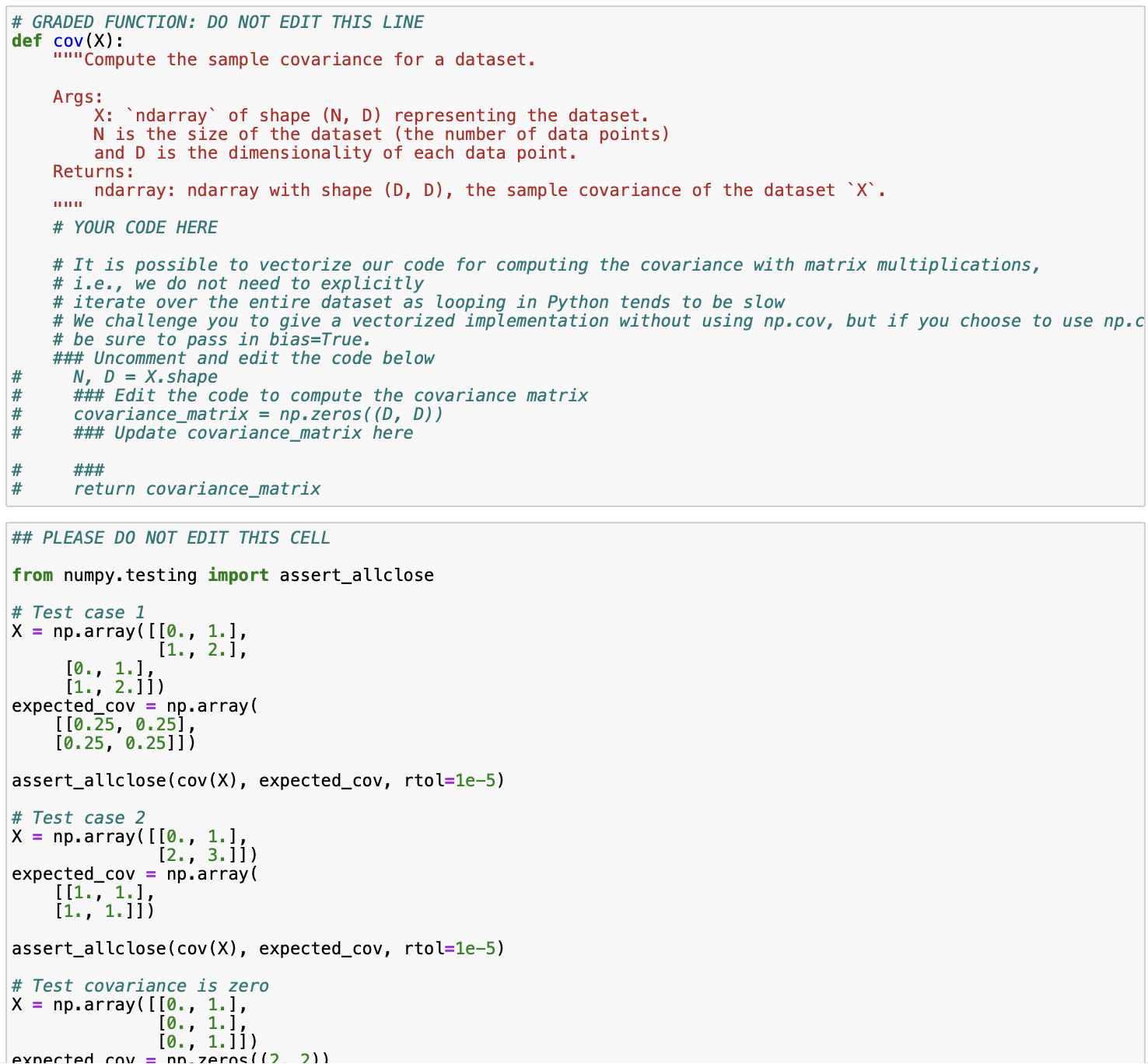 Solved MEAN and COVARIANCE OF DATA SET IN PYTHONIt is for | Chegg.com