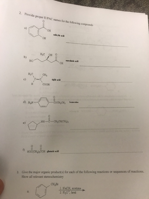 Solved Provide proper IUPAC names for the following | Chegg.com