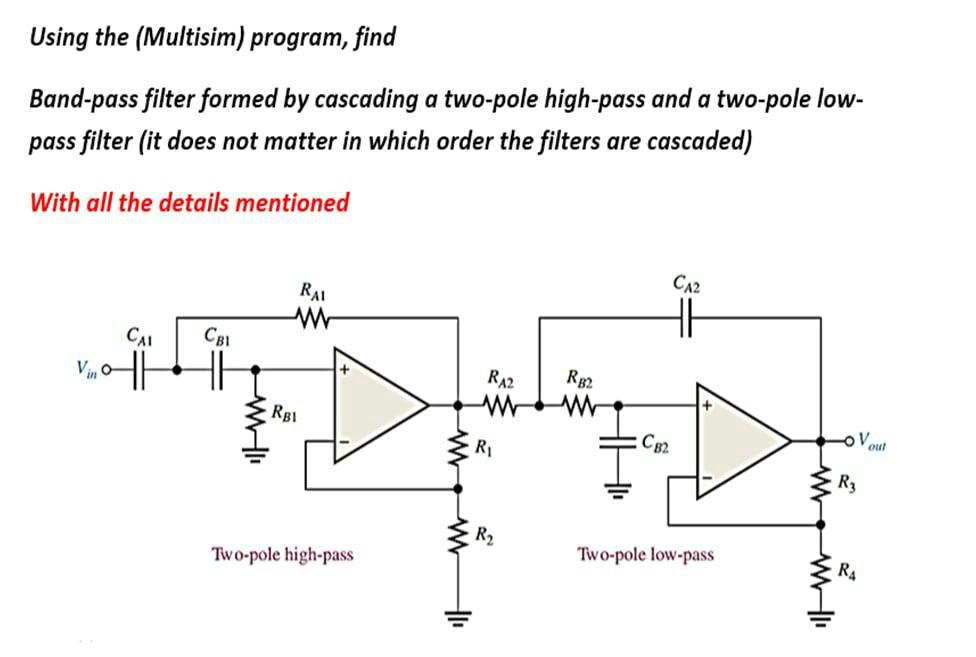 Using the (Multisim) program, find Band-pass filter | Chegg.com