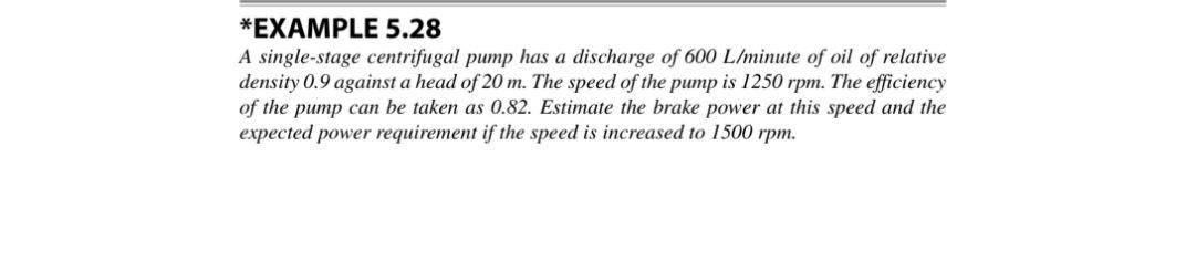 Solved *EXAMPLE 5.28 A single-stage centrifugal pump has a | Chegg.com