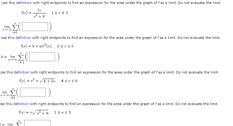Solved Use this definition with right endpoints to find an | Chegg.com