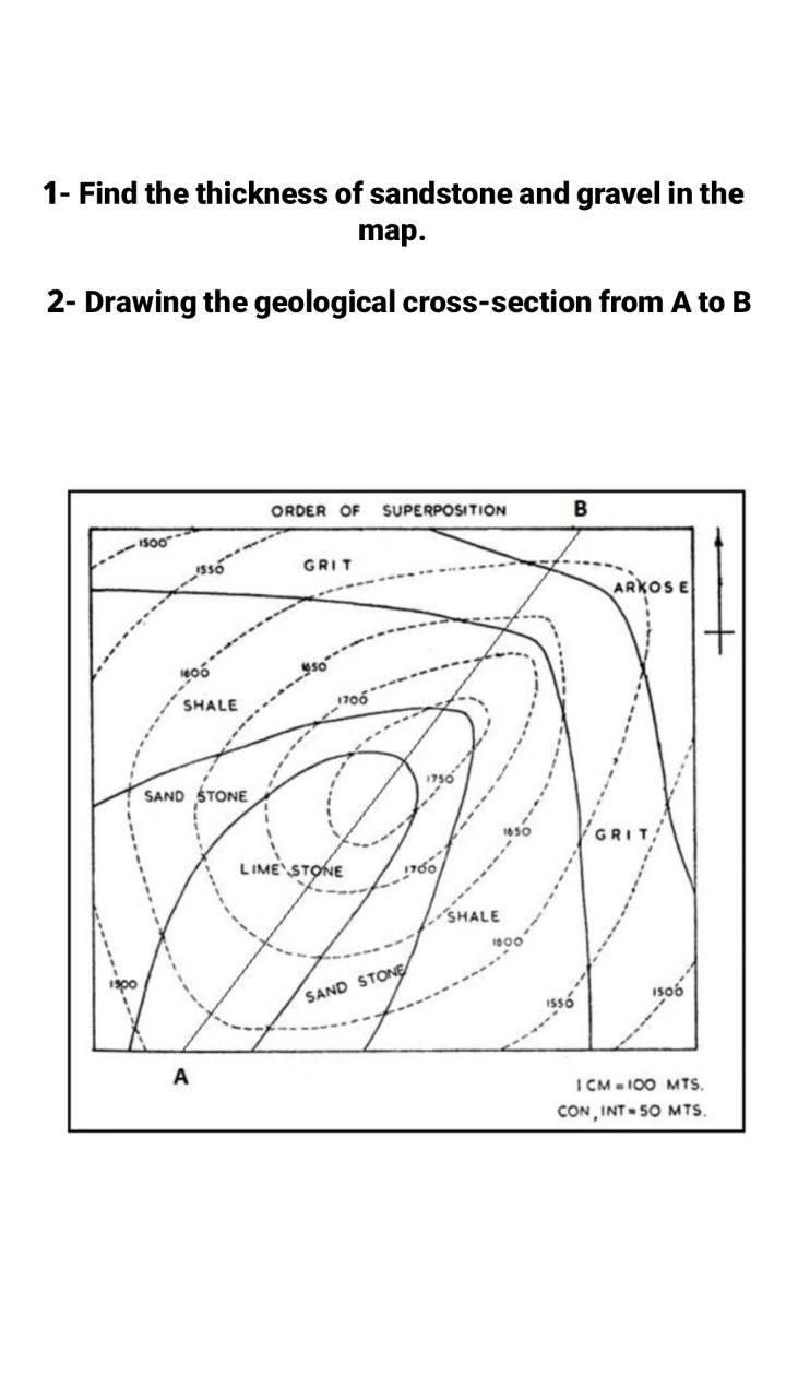 Solved 1- Find the thickness of sandstone and gravel in the | Chegg.com