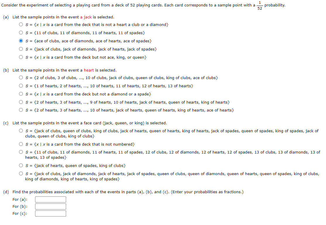Solved Consider the experiment of selecting a playing card | Chegg.com