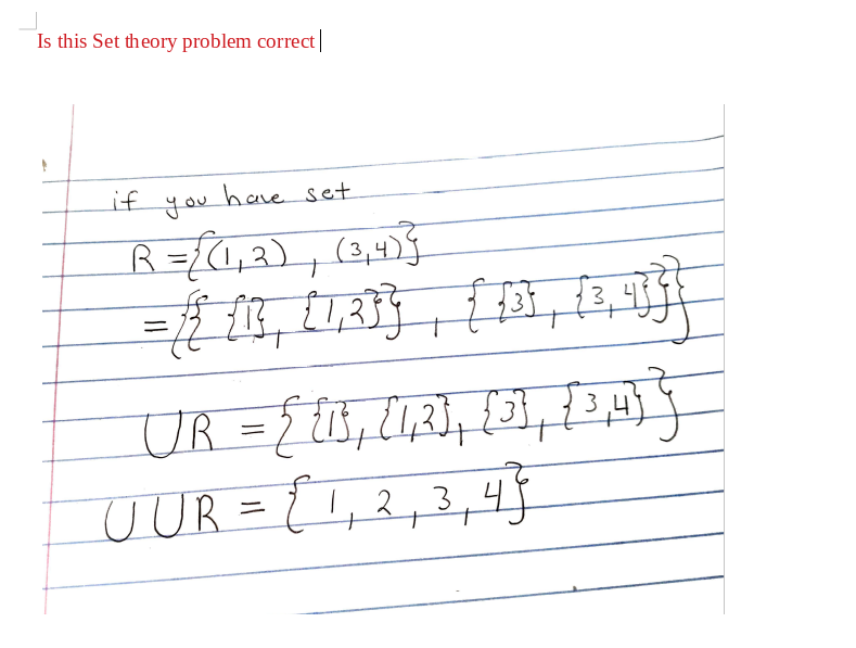 Solved Is this Set theory problem correct | if you have set | Chegg.com