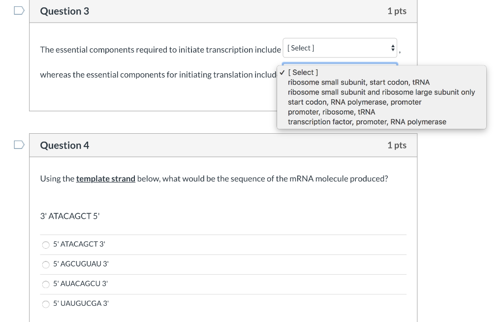 Solved Question 3 1 pts The essential components required to | Chegg.com