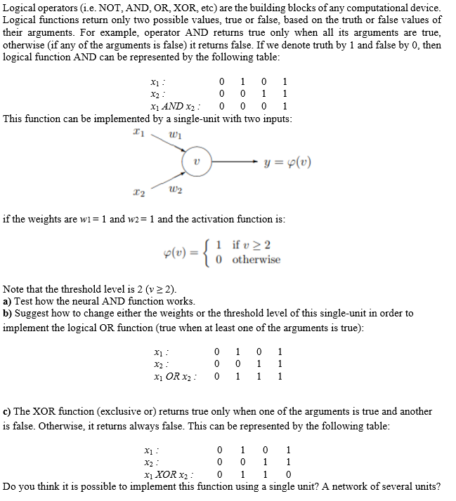 Solved Logical operators (i.e. ﻿NOT, AND, OR, ﻿XOR, etc) | Chegg.com