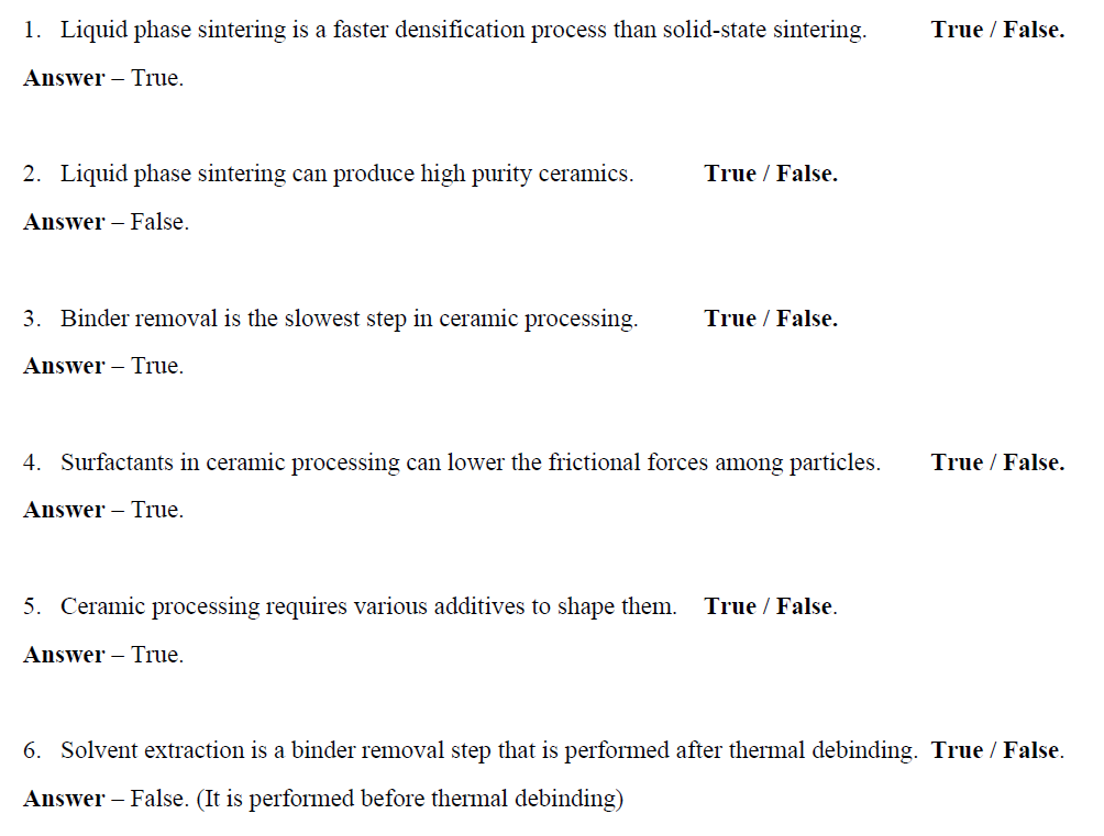 Solved 1. Liquid phase sintering is a faster densification | Chegg.com