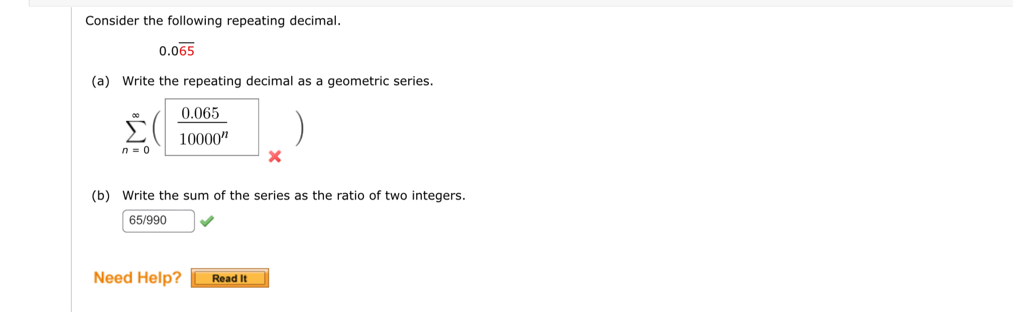 Solved Consider the following repeating decimal. Consider | Chegg.com