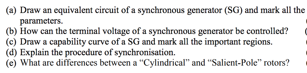 Solved (a) Draw an equivalent circuit of a synchronous | Chegg.com