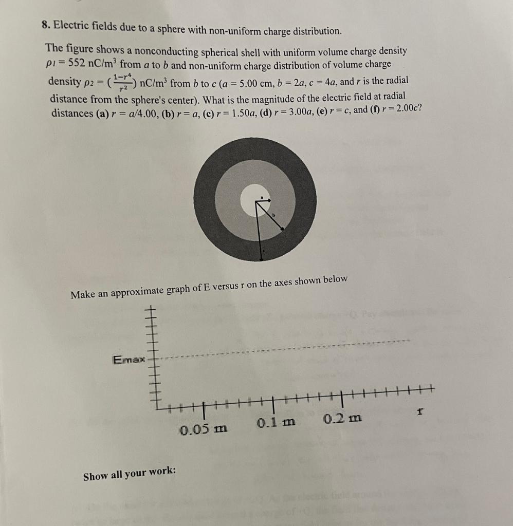 Solved 8. Electric fields due to a sphere with non-uniform | Chegg.com