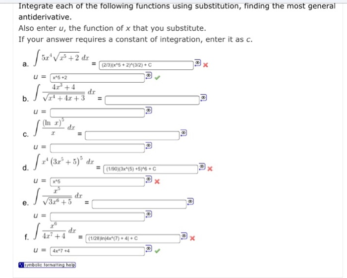 Solved Integrate Each Of The Following Functions Using 