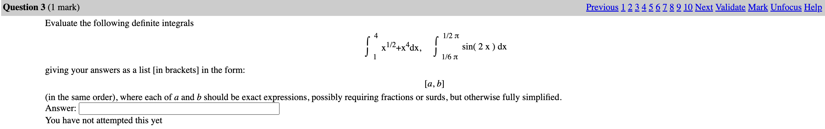 Solved Previous 1235678910 Next Validate Mark Unfocus | Chegg.com