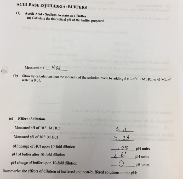 ACID-BASE EQUILIBRIA: BUFFERS (1) Acetic Acid -Sodium | Chegg.com
